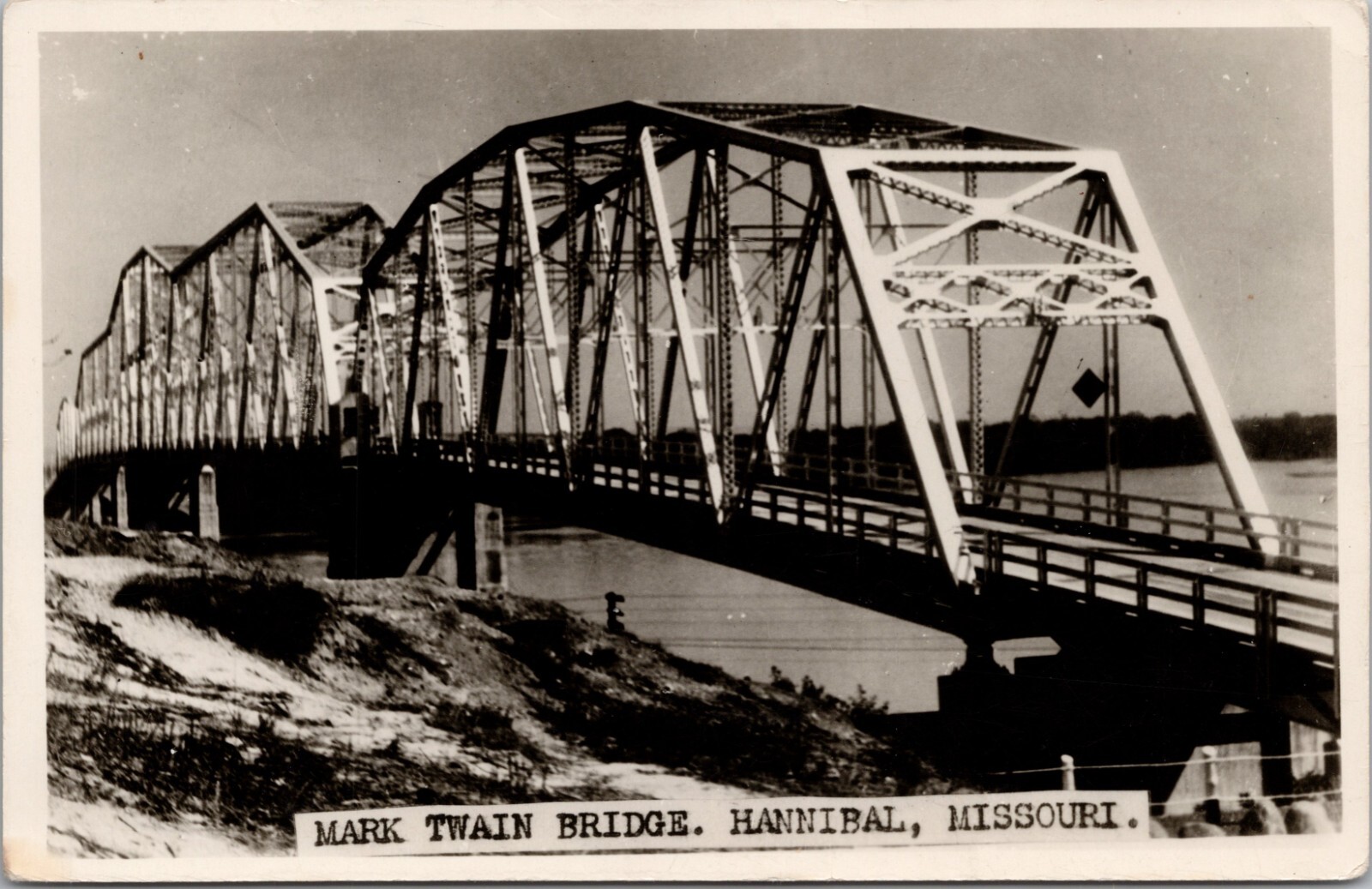 HANNIBAL, MISSOURI ~ Mark Twain Bridge ~ Vintage RPPC Postcard | eBay