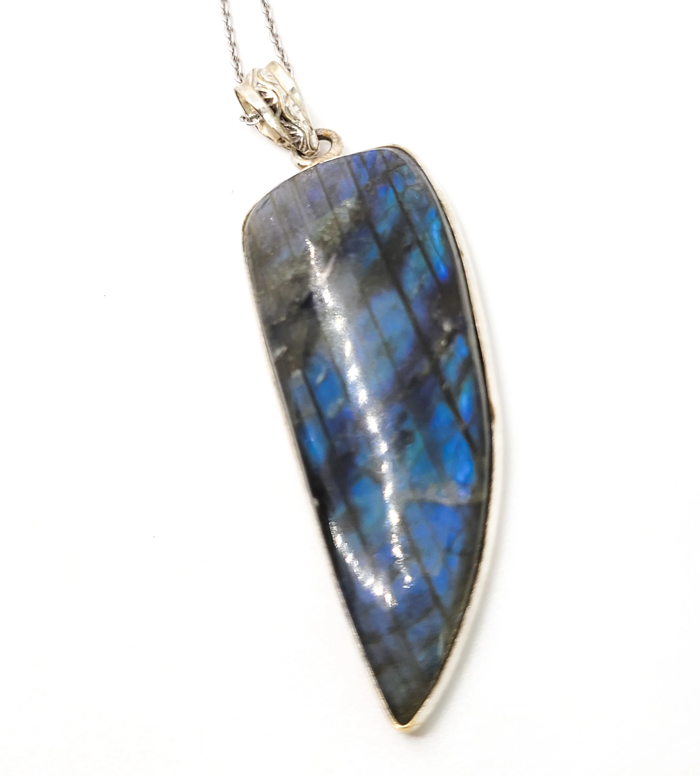 Deep Blue long Labradorite vintage sterling silver pendant necklace | eBay