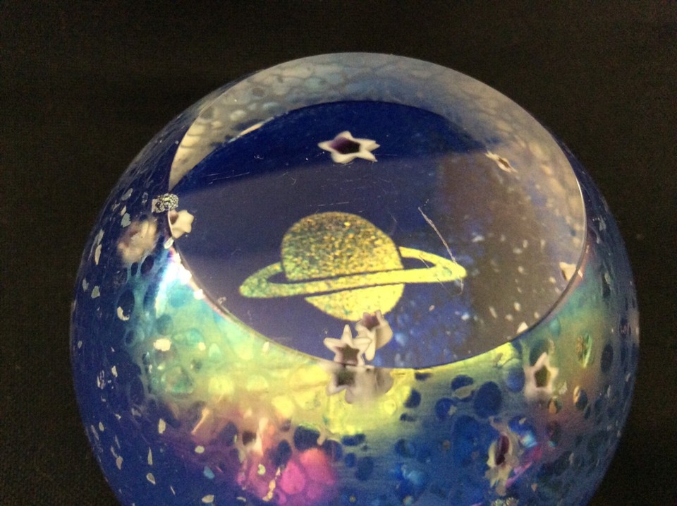 GES 07 Glass Eye Studio Art Glass Celestial Series Saturn Paperweight ...