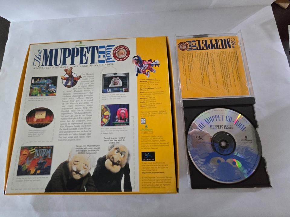 The Muppet CD-ROM Muppets Inside PC 1996 Starwave Windows BIG BOX RARE ...