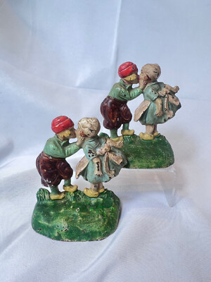 Vtg Hubley #332 Kissing Dutch Kids Book Ends Doorstop Painted Cast Iron ...