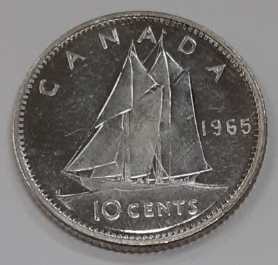 1965 Canada Silver Dime Queen Elizabeth II/Ship Coin BU | eBay