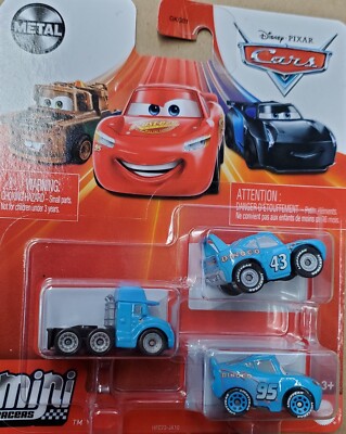 Disney Pixar Cars Mini Racers 3-pack - Dinoco Set, The King - Dinoco ...