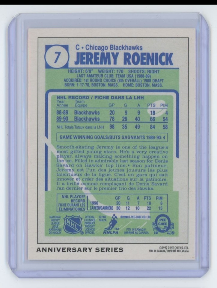 1992-93 O-Pee-Chee Jeremy Roenick Hockey Cards #7 | eBay