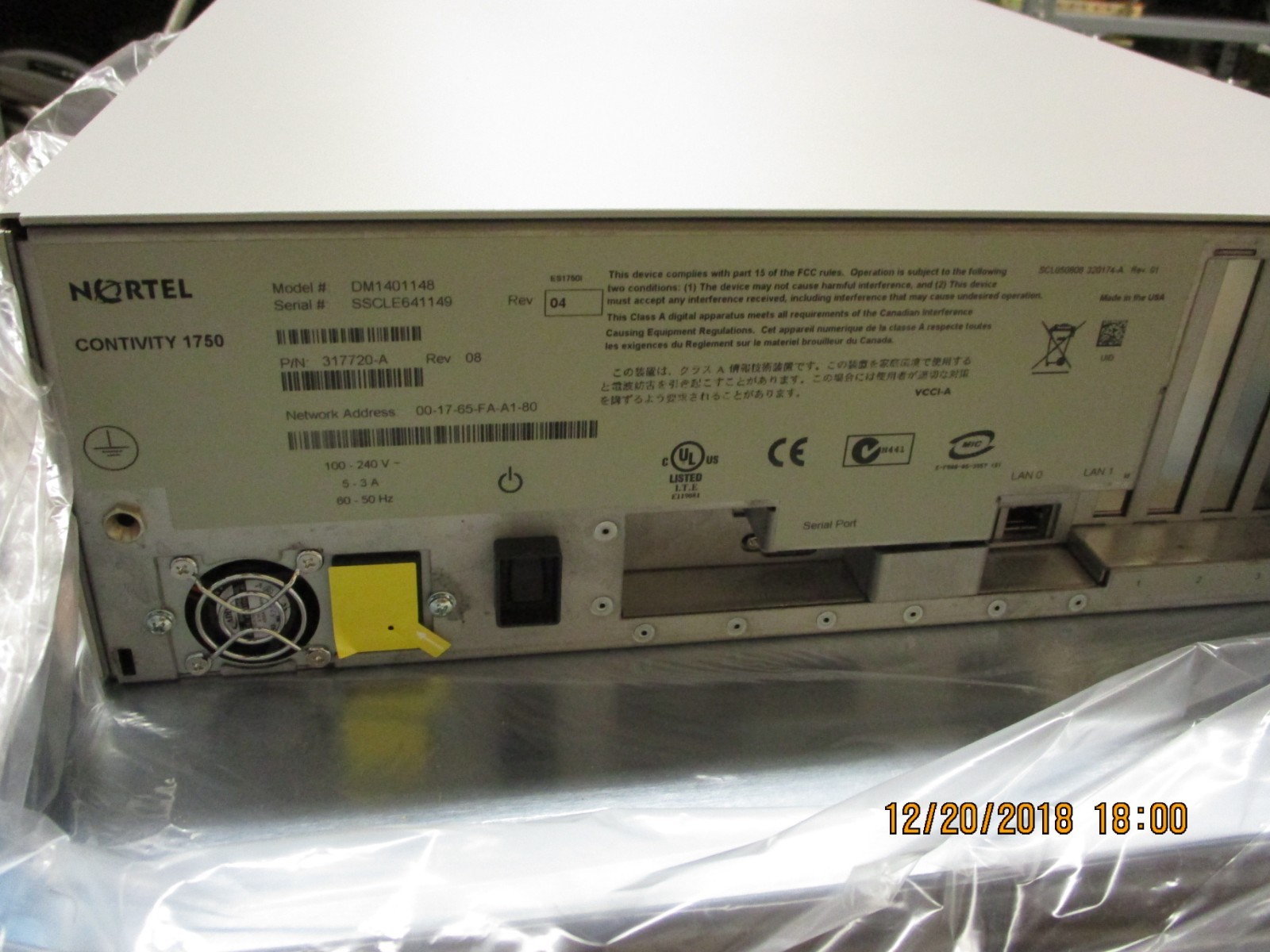 DM1401148 NORTEL NETWORKS CONTIVITY 1750 - 56 BIT 500 TUNNELS BRAND NEW ...