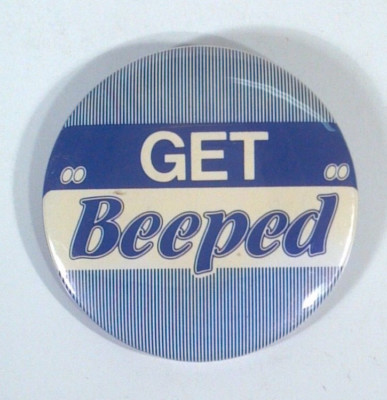 Vintage Get Beeped Pin 2.25" Badge Button Jansco Chicago IL | eBay
