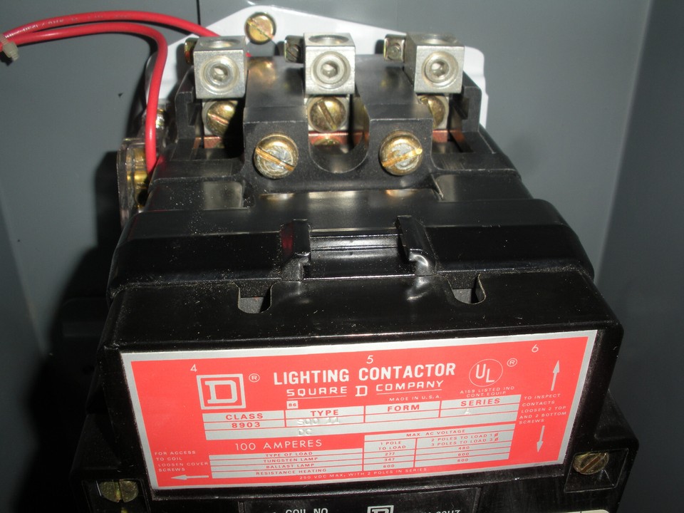 100A lighting contactor mechanically held 3P 600v 277v coil Square D ...