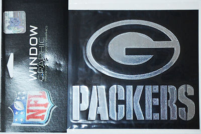 Green Bay Packers Silver Chrome Vinyl Window Graphic Decal NFL Football ...