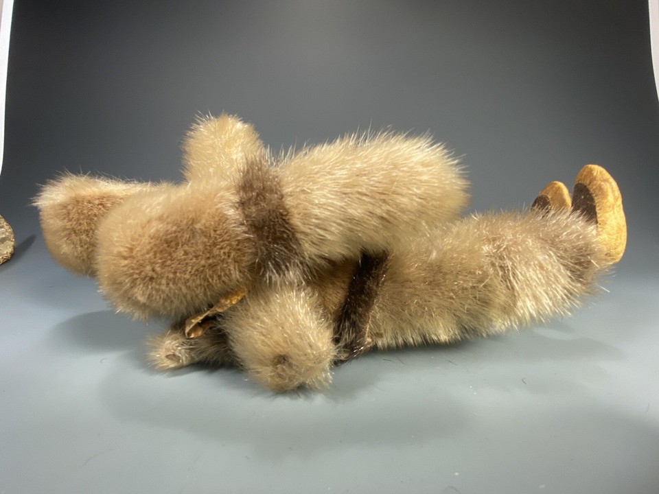 Alaska or Canada Inuit Natural Fiber & Hide Doll Ex. Stowell Coll. ca ...