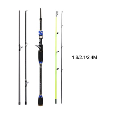 Travel Fishing Rod Saltwater Carbon Fiber 4 Section Fishing Baitcast ...