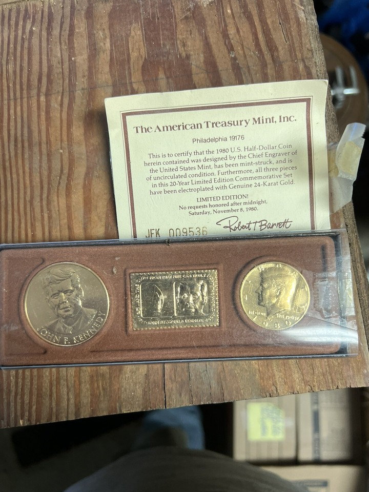 **REDUCED**1980 24k Gold John F. Kennedy Coin Set 3pc RARE Vintage | eBay