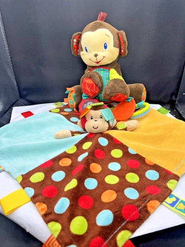 Taggies Baby Lovey Monkey Polka Dot Fleece Satin Multicolor Soother ...