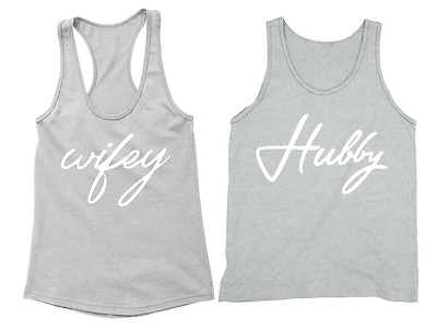 Couples Matching Tanks Wifey Hubby Matching Couple Vneck + Crewneck ...
