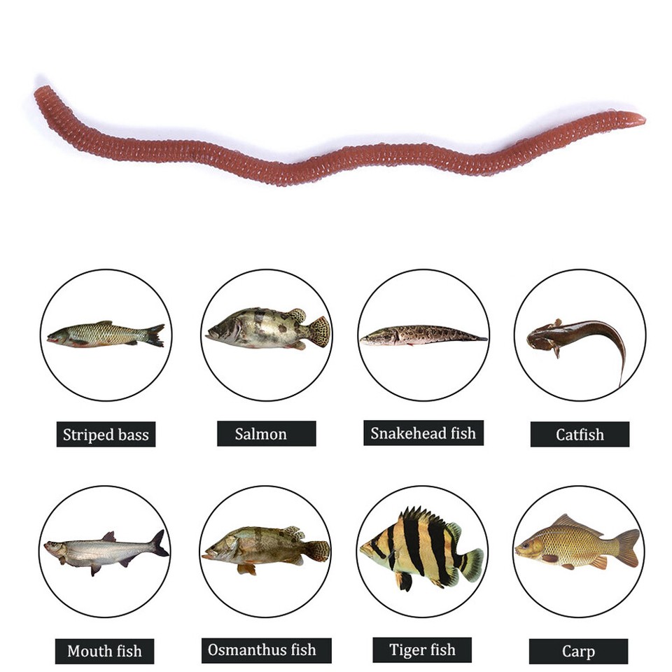 50pcs/Set Worm Soft Lure Earthworm Fishing Artificial Rubber Baits ...