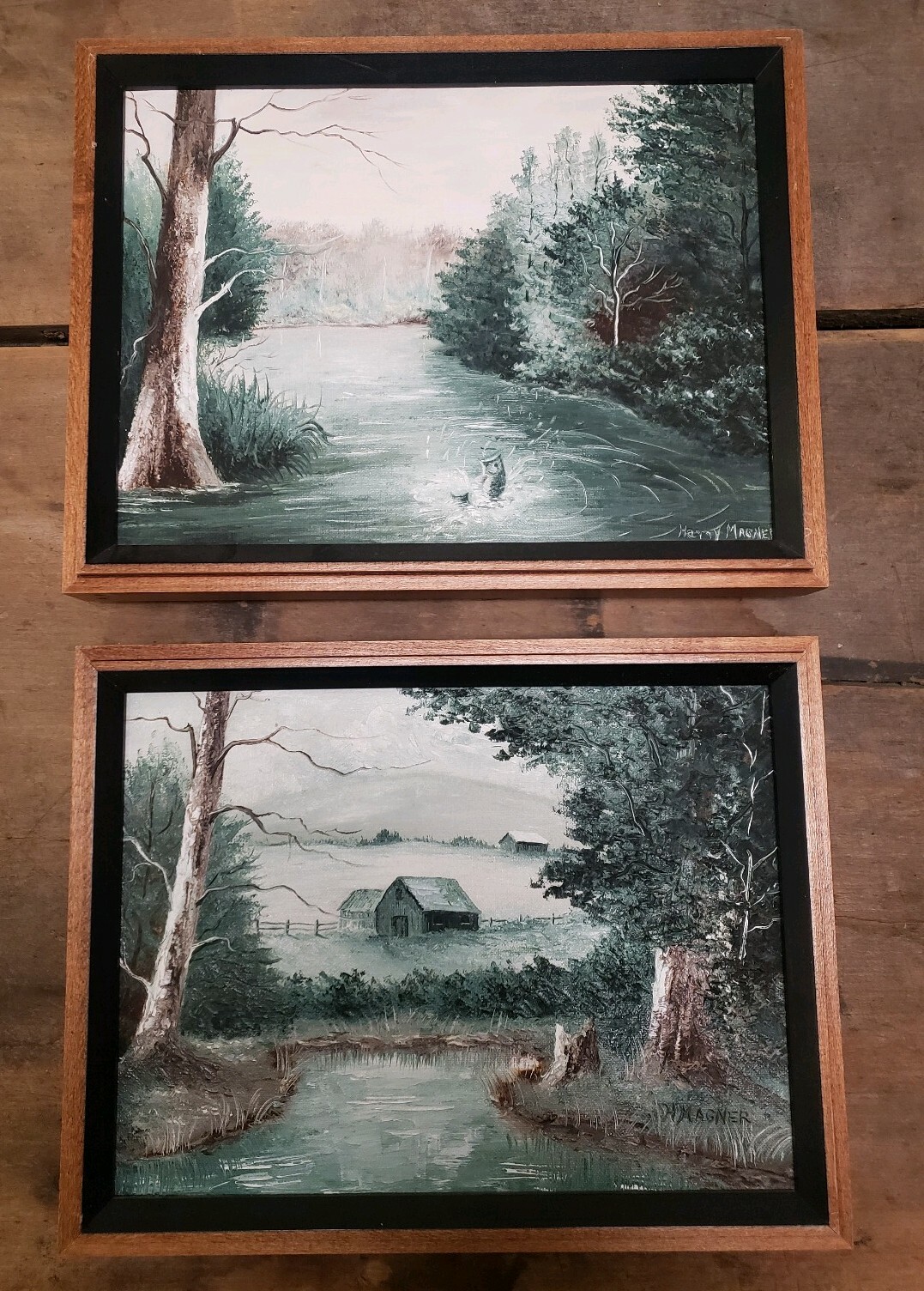 Lot of 2 Original Landscape Paintings Harry Magner Brown County Indiana ...