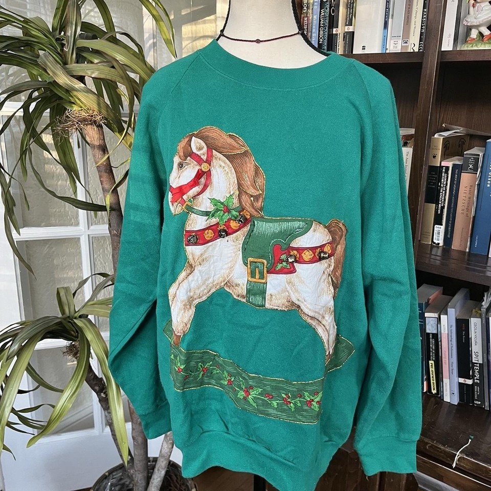 Vintage Horse Sweatshirt Christmas Indie Boho Kidcore | eBay