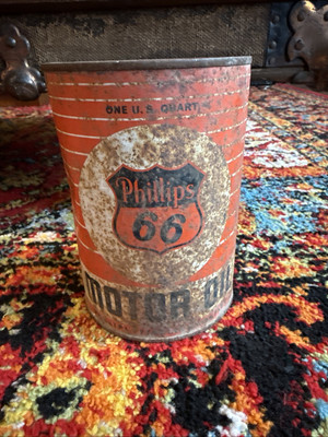 PHILLIPS 66 Premium Motor Oil 1 Quart Full Metal Oil Can Tin Gas & Oil ...