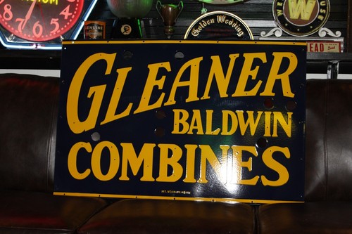 GLEANER BALDWIN COMBINES DEALER PORCELAIN METAL NEON SIGN SKIN FARM ...