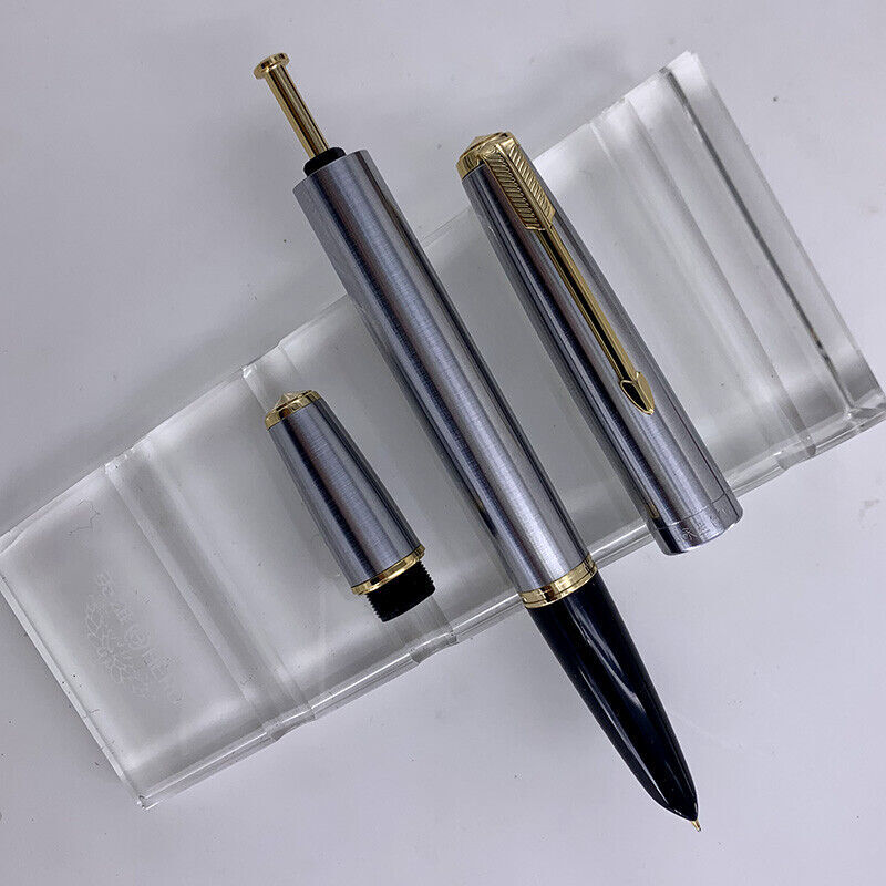 WS 601 Metal Steel Fountain Pen F 0.5/EF 0.38 14K Gold Nib Piston Ink ...