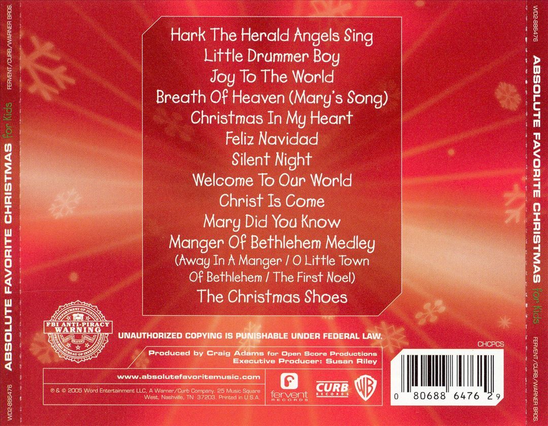 VARIOUS ARTISTS ABSOLUTE FAVORITE CHRISTMAS FOR KIDS NEW CD 80688647629 ...