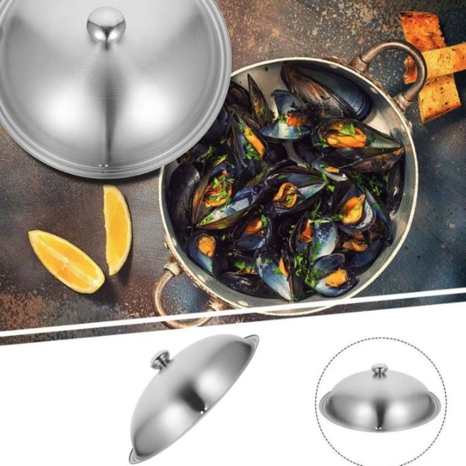 28/30/32cm Stainless Steel Pot Lids Anti-scalding Wok Covers Universal ...