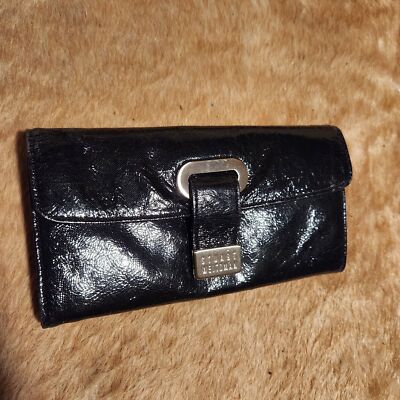 Vintage Stuart Weitzman Black Leather Wallet Metal Clasp Multiple ...