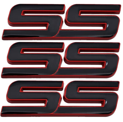 For Metal SS Emblem 3D Car Badge Decal Red Trim | eBay