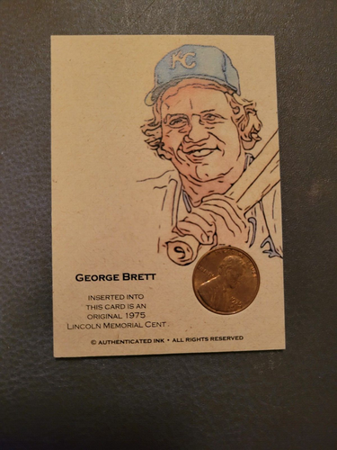 George Brett Authenticated Ink 1975 Lincoln Penny Card | eBay