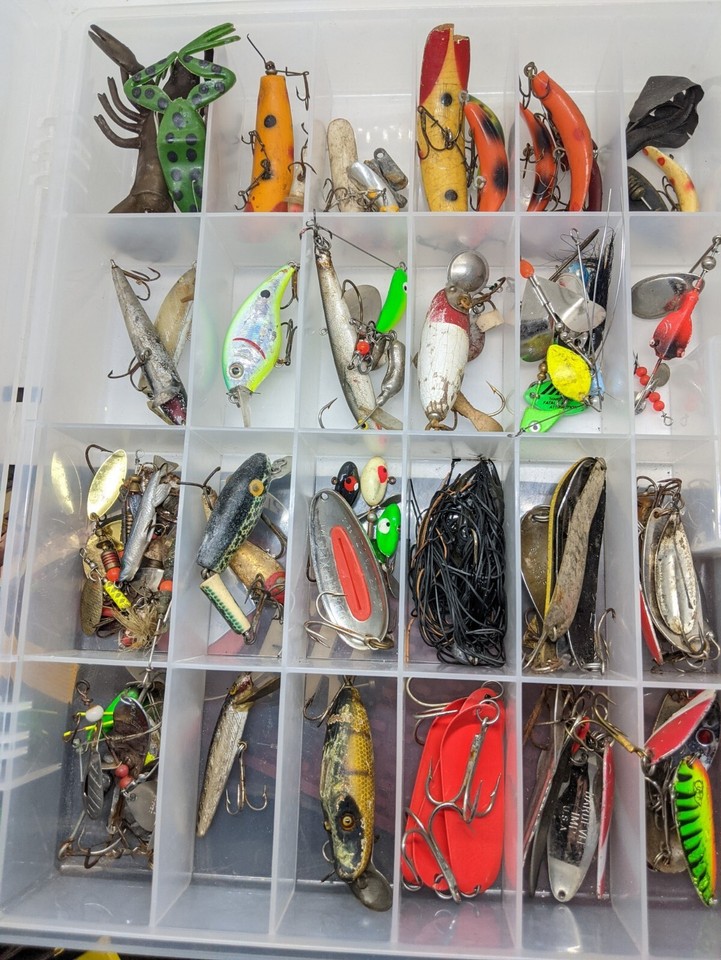 HUGE LOT Vintage Lures Crank Baits Flatfish Spoons Spinners Frog ...