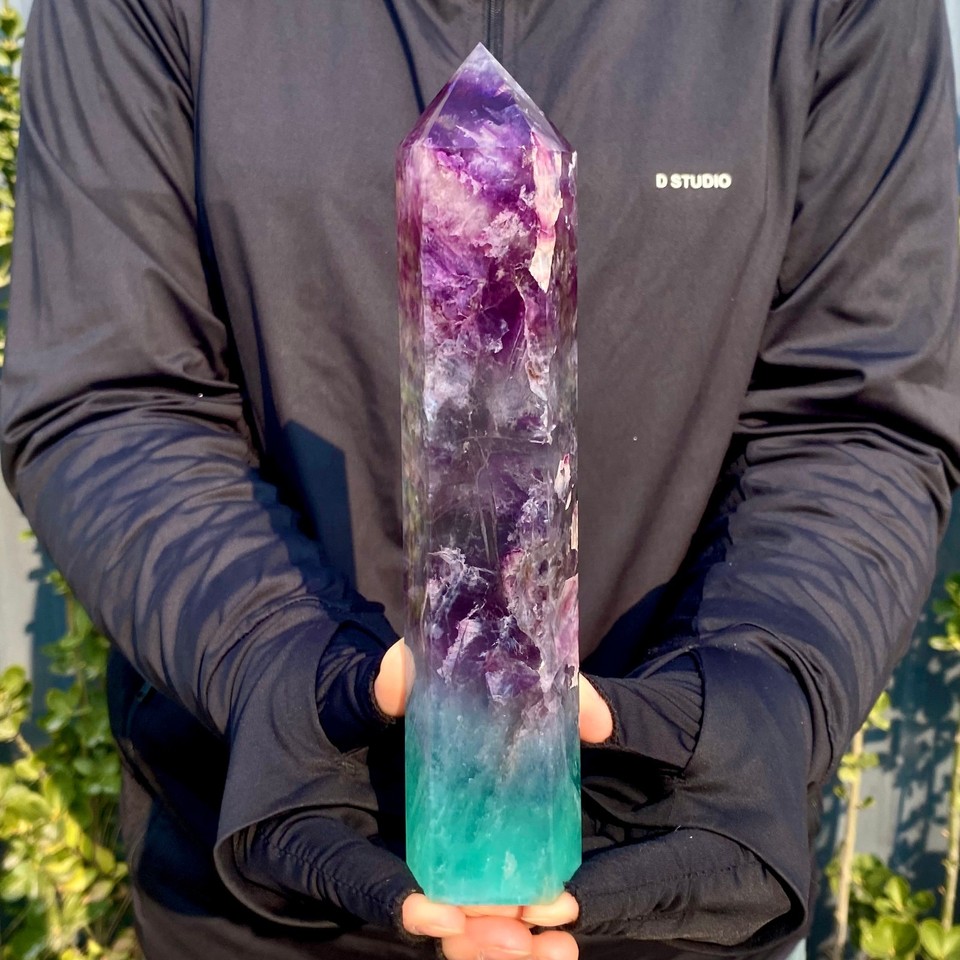 2.06LB Natural Fluorite Crystal Column Magic Wand Obelisk Point Earth ...