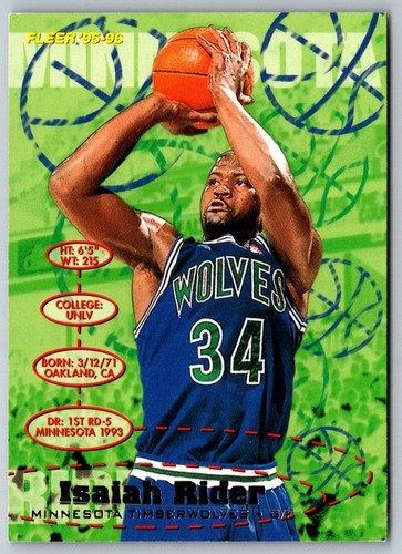 1995 Fleer Isaiah Rider #109 Minnesota Timberwolves Basketball Card | eBay