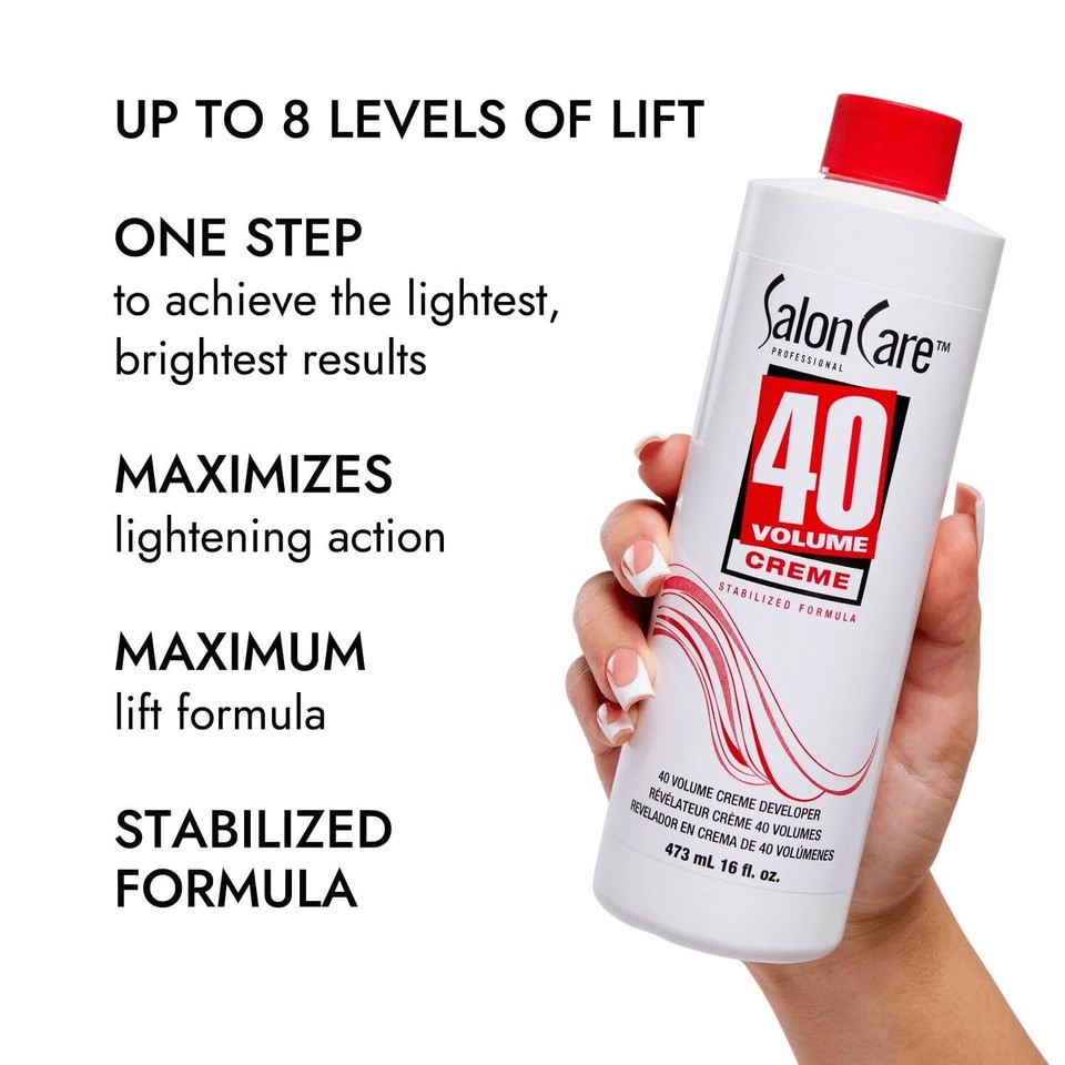 Salon Care 40 Volume Creme Developer, Strong Lift, 16 oz, Bleach ...