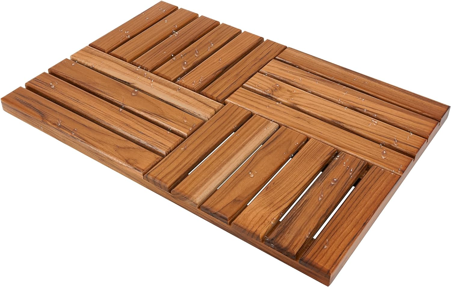 Utoplike Teak Wood Bath Mat, Wooden Shower Mat for Bathroom, 24 x 16 ...