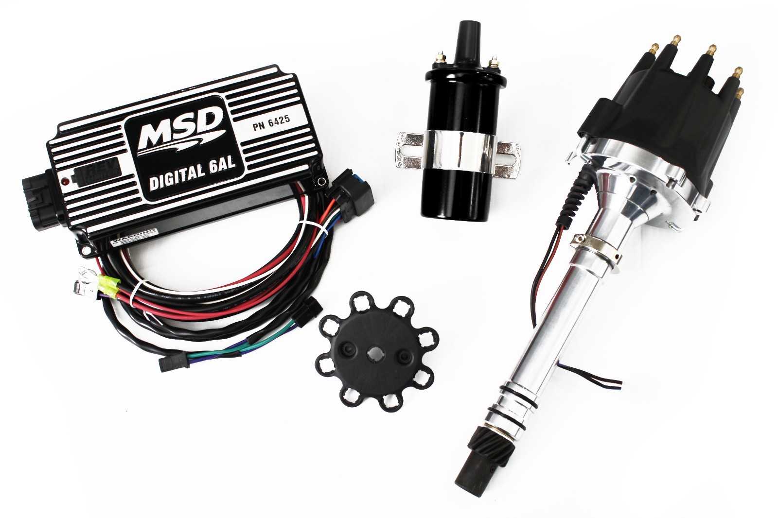 MSD 6AL Box w/ TSP Pro Billet Distributor & Coil 6425 | Black | SBC/BBC ...