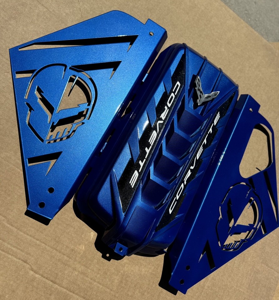 Engine Covers Panels For Corvette C8 2020-2024 Blue Metallic Jake Skull ...
