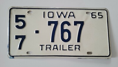 Original 1965 Iowa Trailer License Plate for Linn County Plate Number ...