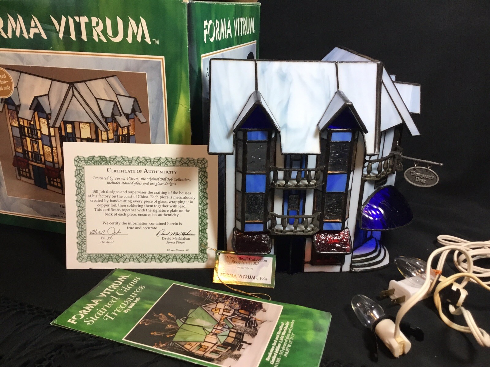 RARE FORMA VITRUM Thompsons Drug Store Collectible Stained Glass Light ...