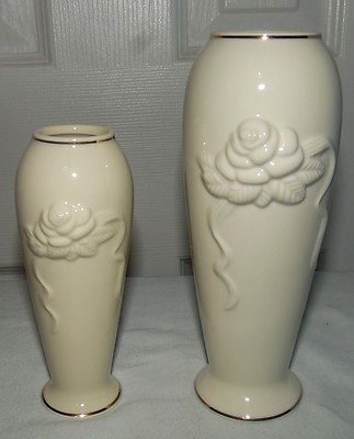 2 Lenox Bud Vases Rose Blossom Collection Fine China Vase Decorated in ...