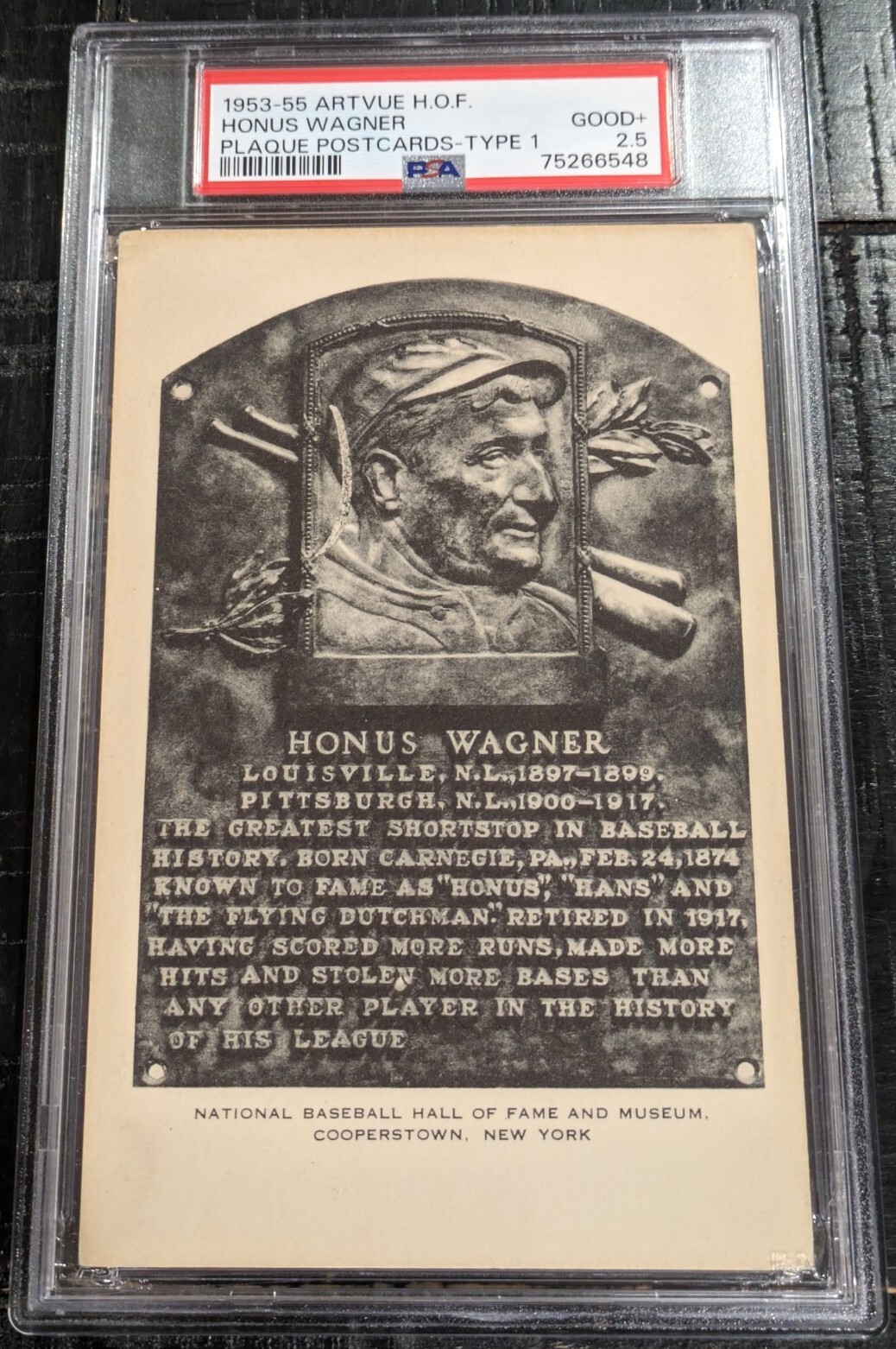 1953-55 Artvue HOF Plaque Postcard Honus Wagner Type 1 PSA 2.5 Good+ ...