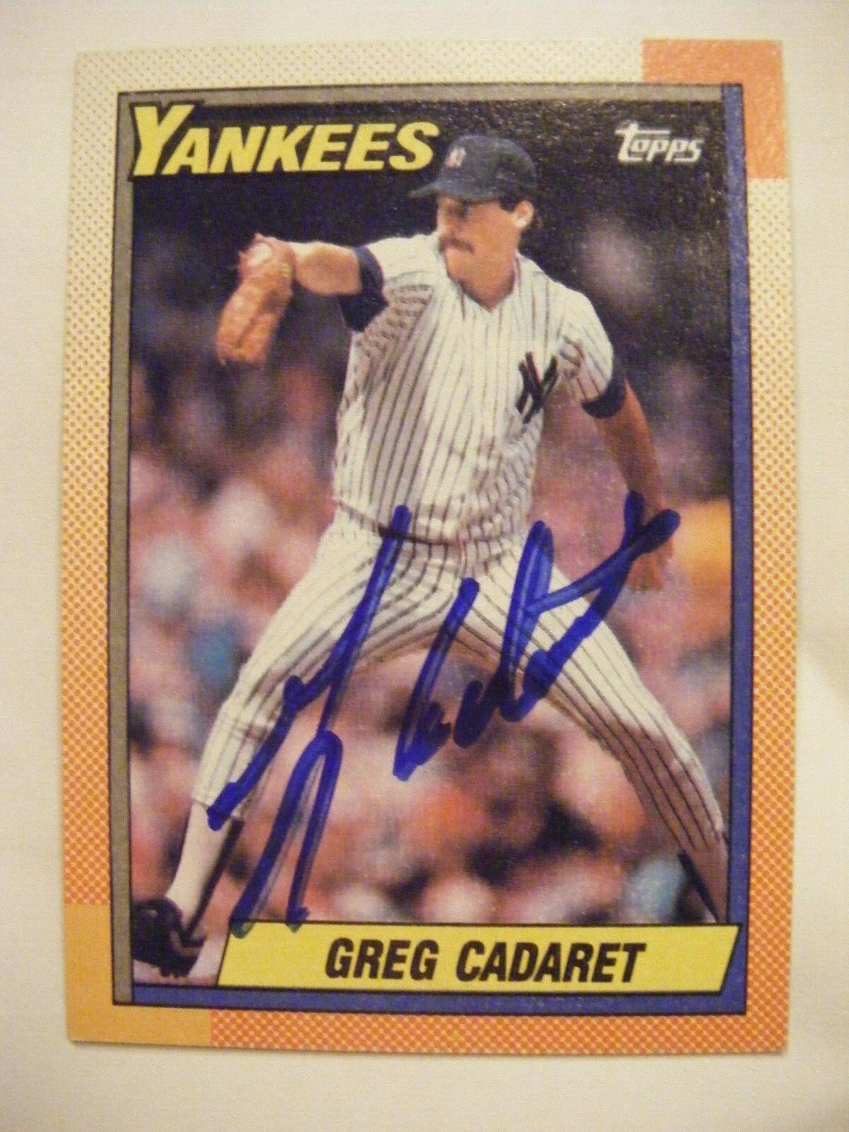 GREG CADARET signed YANKEES 1990 Topps baseball card AUTO GRAND VALLEY ...