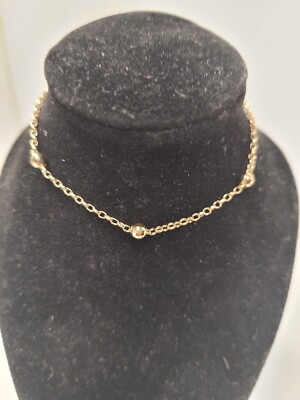 Polished Bead Station Rolo Link Chain Bracelet in 10k Gold - Yellow ...