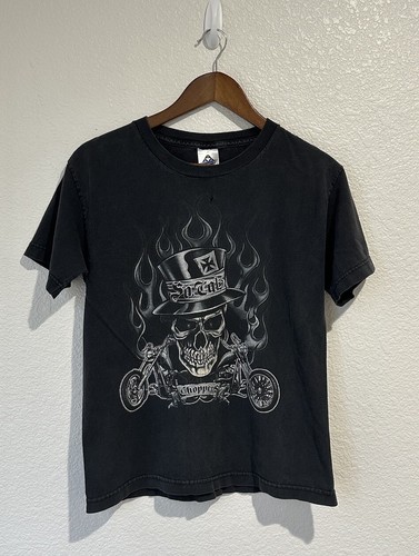 VINTAGE So Cal Choppers Shirt Youth Large Black Skull Biker Flames Boys ...