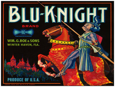 8844.Blue-Knight brand.knight on horse.POSTER.art wall decor graphic ...