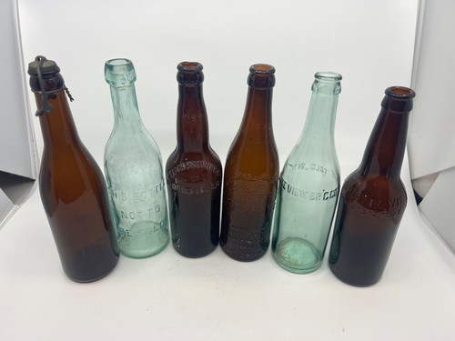 6 PRE PRO BEER BREWING ANTIQUE BOTTLES BUFFALO BOSTON BALTIMORE ...