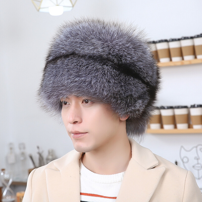 Men's Full Covered Real Fox Fur Hat Russian Ushanka Cossack Mongolia ...