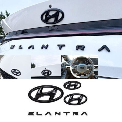 Fit For Hyundai Elantra 2025 2026 Glossy Black Front Rear Logo Emblem