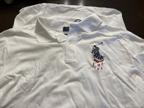 Polo Ralph Lauren Men's XLT White Polo Big Pony USA Flag SLIM FIT NWT ...