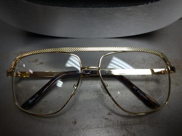 Men's CLASSIC VINTAGE RETRO Style Clear Lens EYE GLASSES Square Gold ...