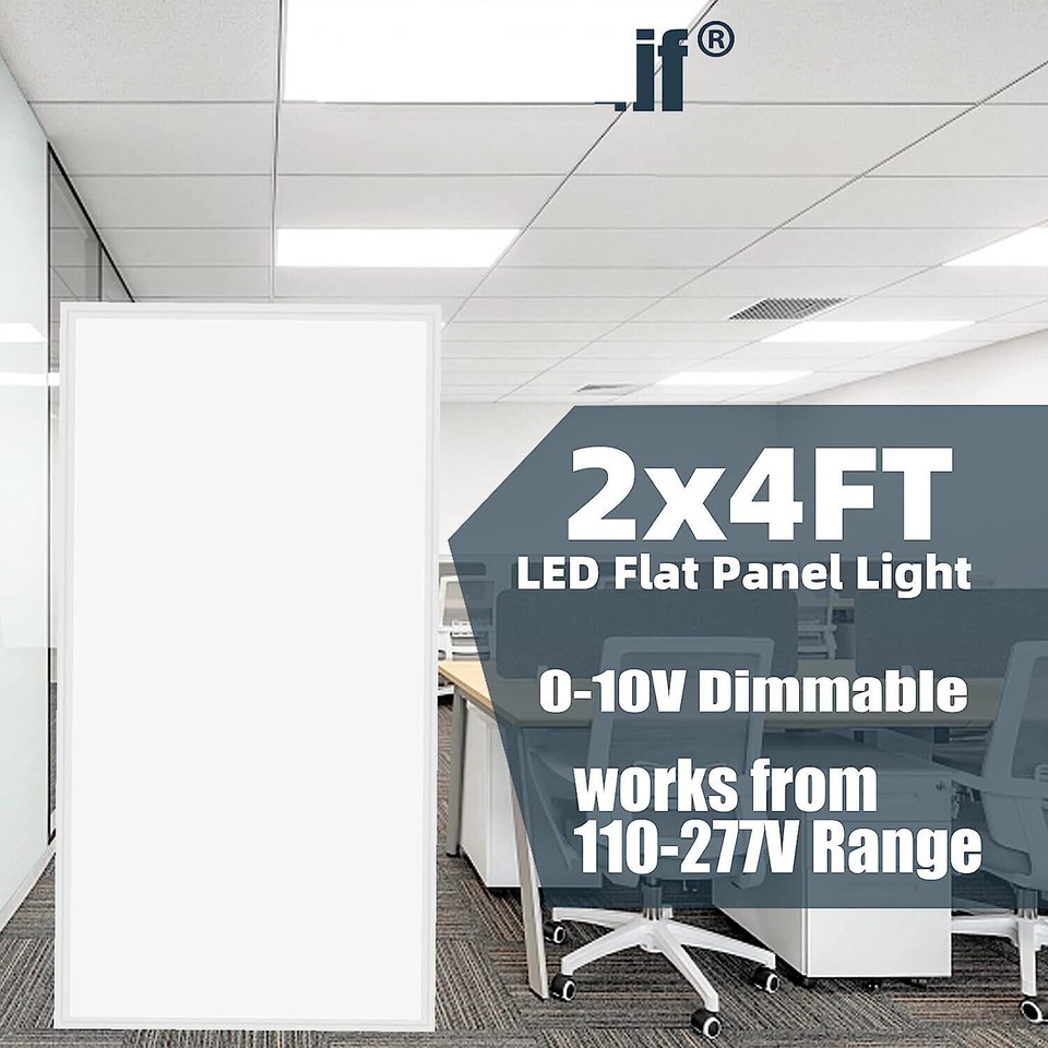 2X4FT LED Flat Panel Light 8400LM 75W 5000K Dimmable Drop Ceiling ...