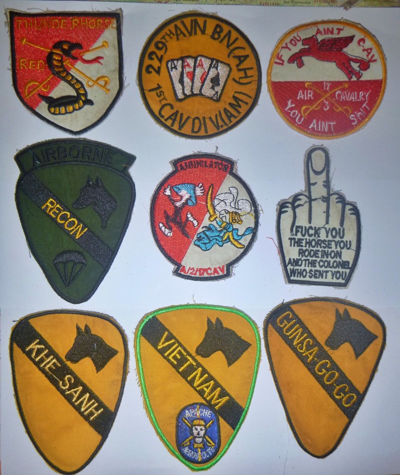 Lot x 9 Patch - 1st Cavalry - APACHE - KHE SANH - Helicopter Attack ...